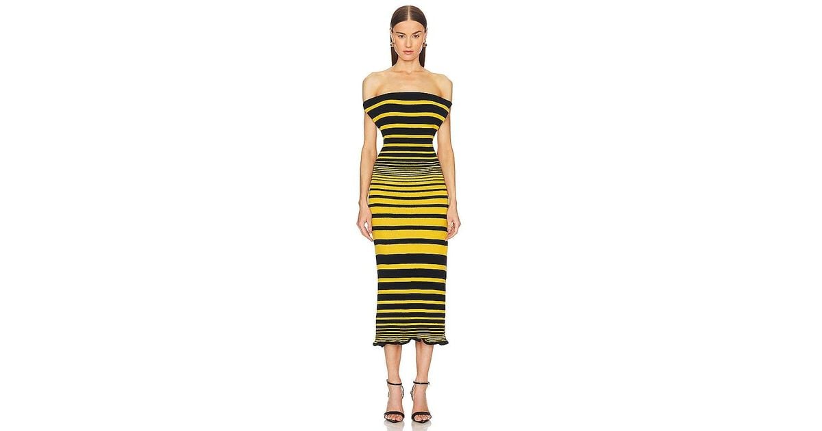 George Trochopoulos Caterpillar Midi Dress in Yellow | Lyst