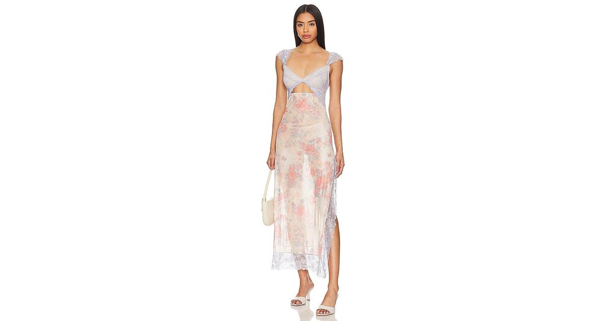 Free People X Intimately Fp Suddenly Fine Maxi Slip in Blue | Lyst