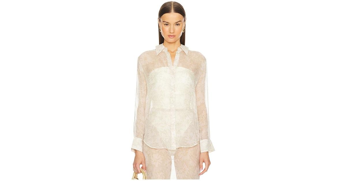 L'academie By Marianna Capucine Silk Shirt in Natural | Lyst