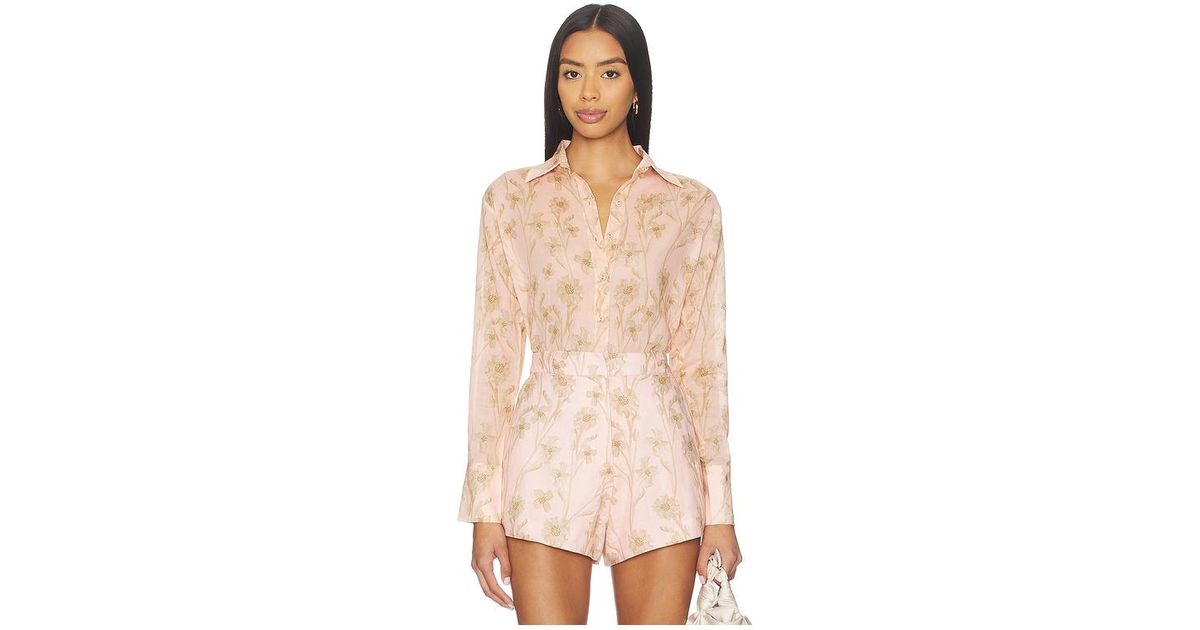 Karina Grimaldi Coral Print Blouse in Natural | Lyst UK