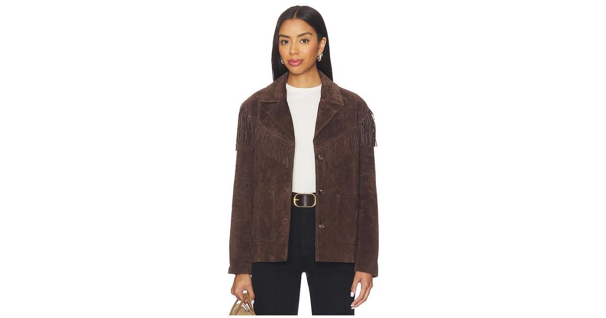 Blank NYC Suede Fringe Jacket in Brown | Lyst UK