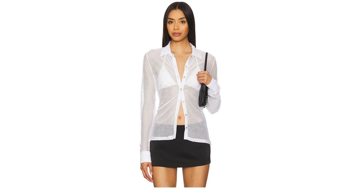Goldie All Fishnet Shirt in White | Lyst