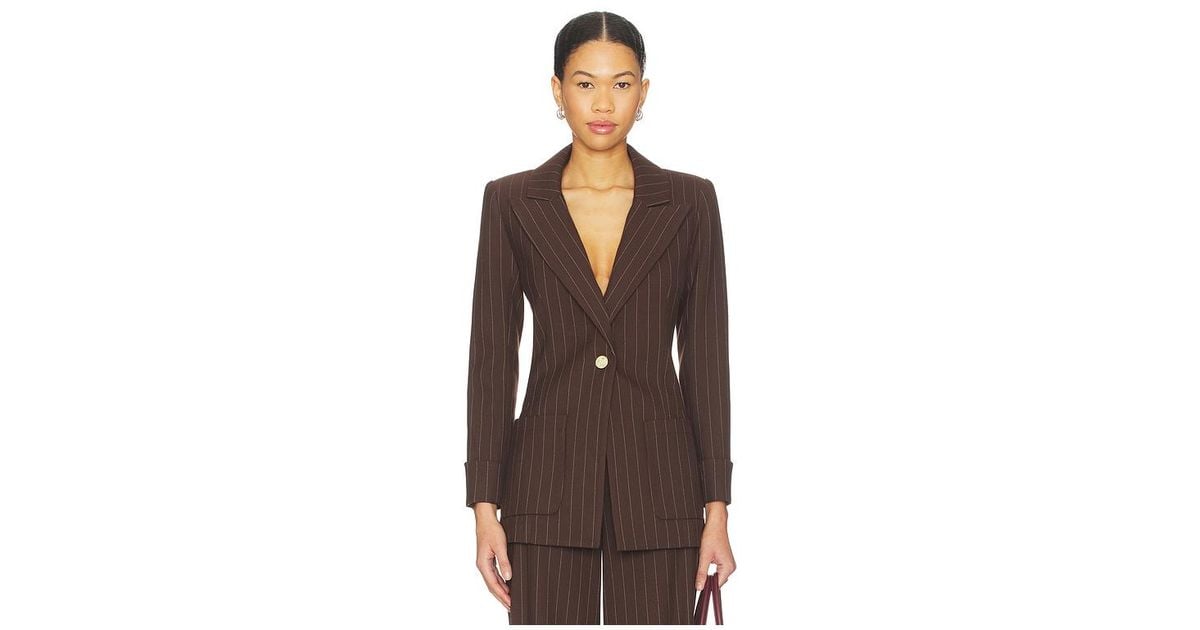 Alice + Olivia Burns Fitted Roll Cuff Blazer in Brown | Lyst UK