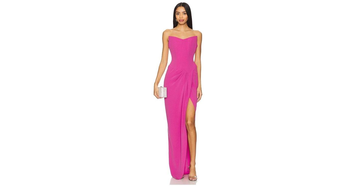 Alex Perry Asymmetric Corset Gown in Pink | Lyst