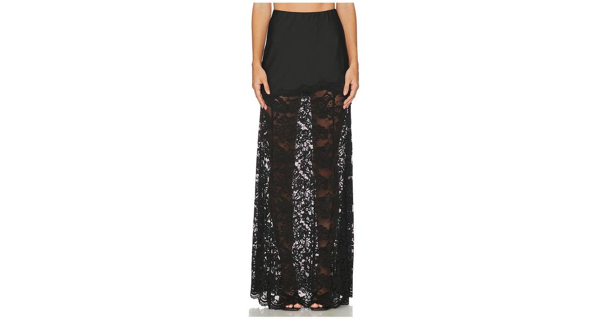 Generation Love Perrine Lace Combo Satin Skirt in Black | Lyst UK