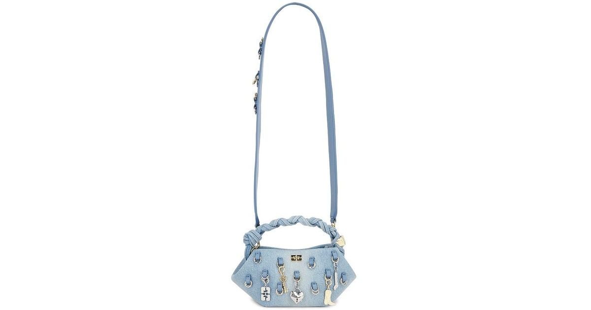 Ganni Washed Denim Charms Bou Mini Bag in Blue | Lyst