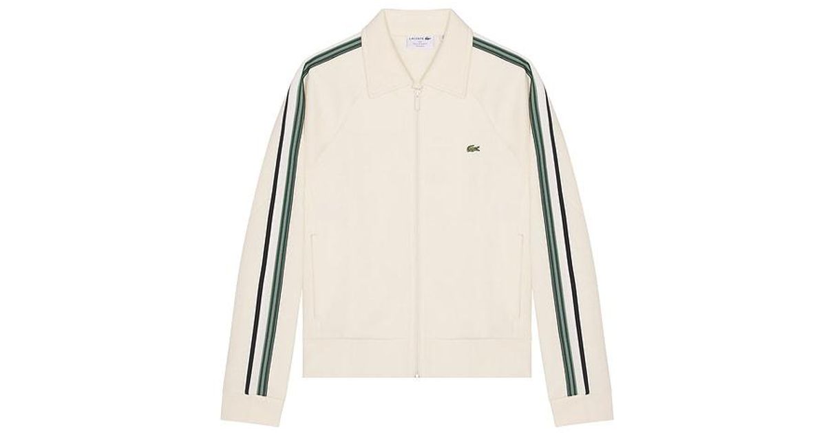 Lacoste Double Face Long Sleeve Zip Up Jacket in Natural for Men | Lyst