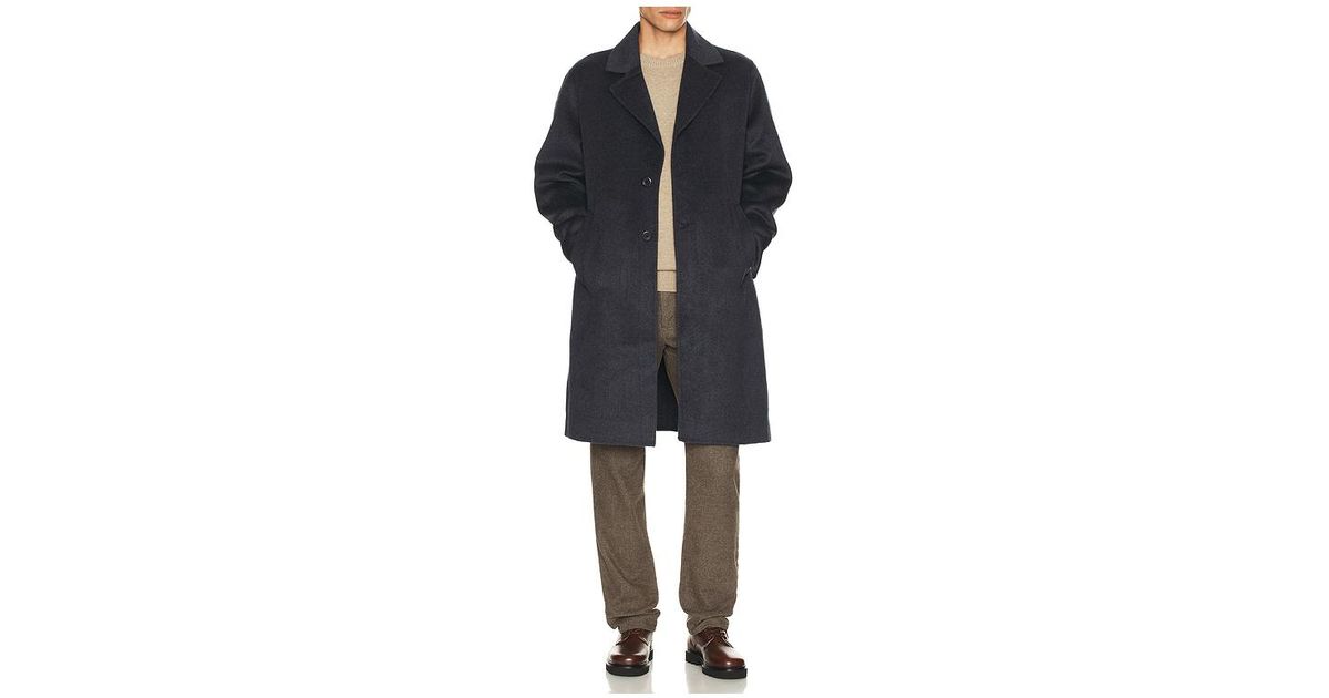 Marine Layer Wool Longline Coat in Black for Men | Lyst UK