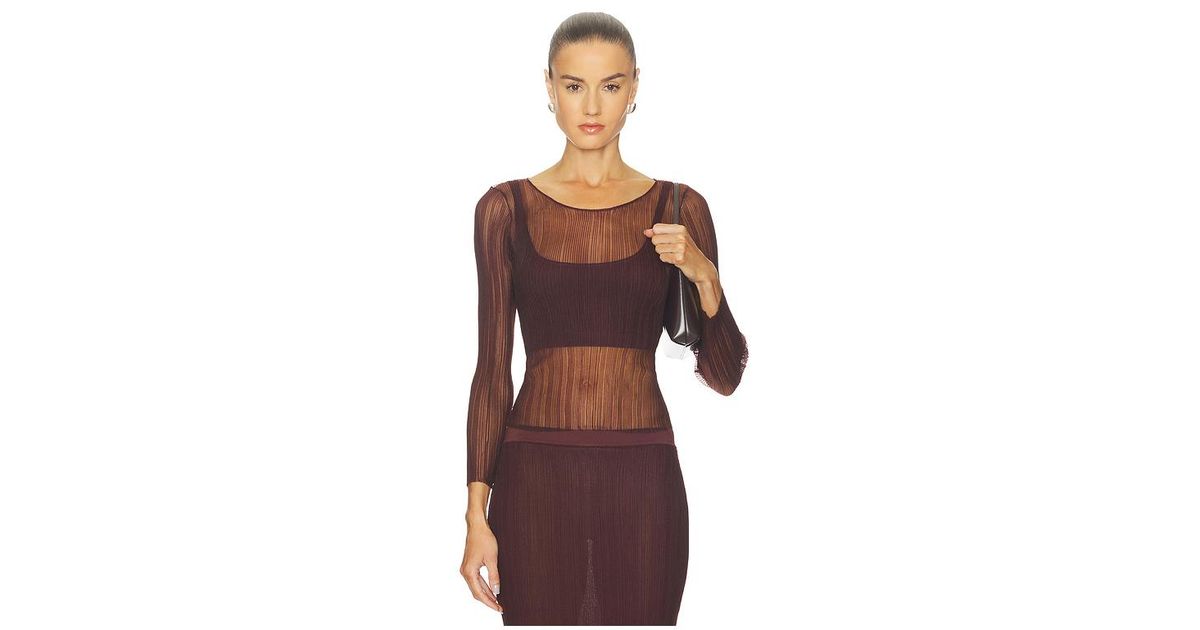 Jonathan Simkhai Leonie Long Sleeve Top in Red | Lyst UK