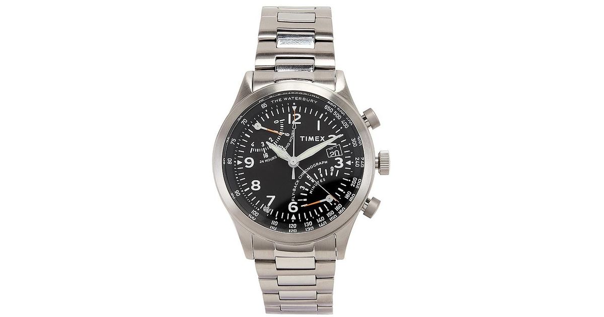 Timex Waterbury Traditional Fly-Back Chronograph 42Mm Watch in Black ...