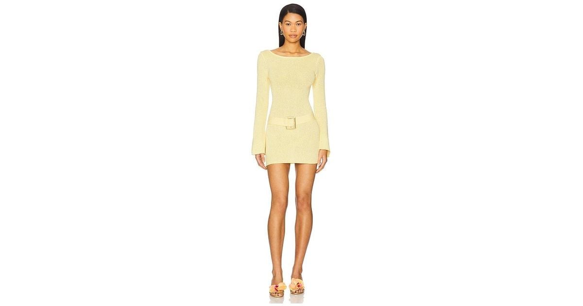 Asta Resort X Revolve Maya Long Sleeve Belted Dress in Yellow | Lyst