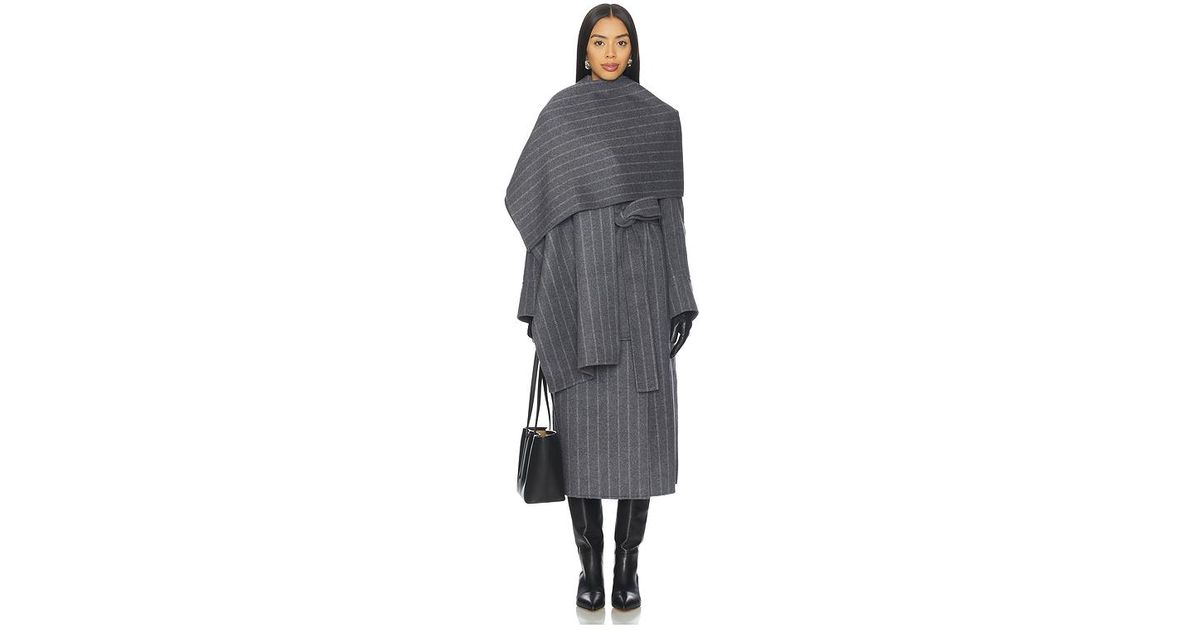 Nicholas Candice Scarf Double Wool Long Coat in Blue | Lyst UK