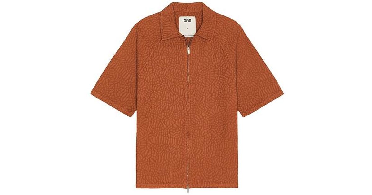 Oas Terracotta Turleo Zack Full Zip Shirt in Orange for Men | Lyst