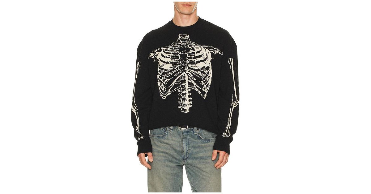 AllSaints Skelli Crew Neck Sweater in Black for Men | Lyst UK