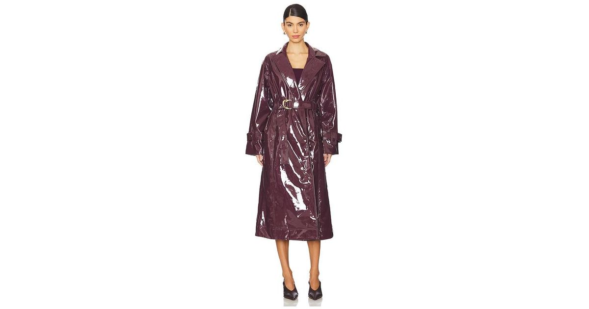 Aje. Faux Patent Leather Trench Coat in Red | Lyst