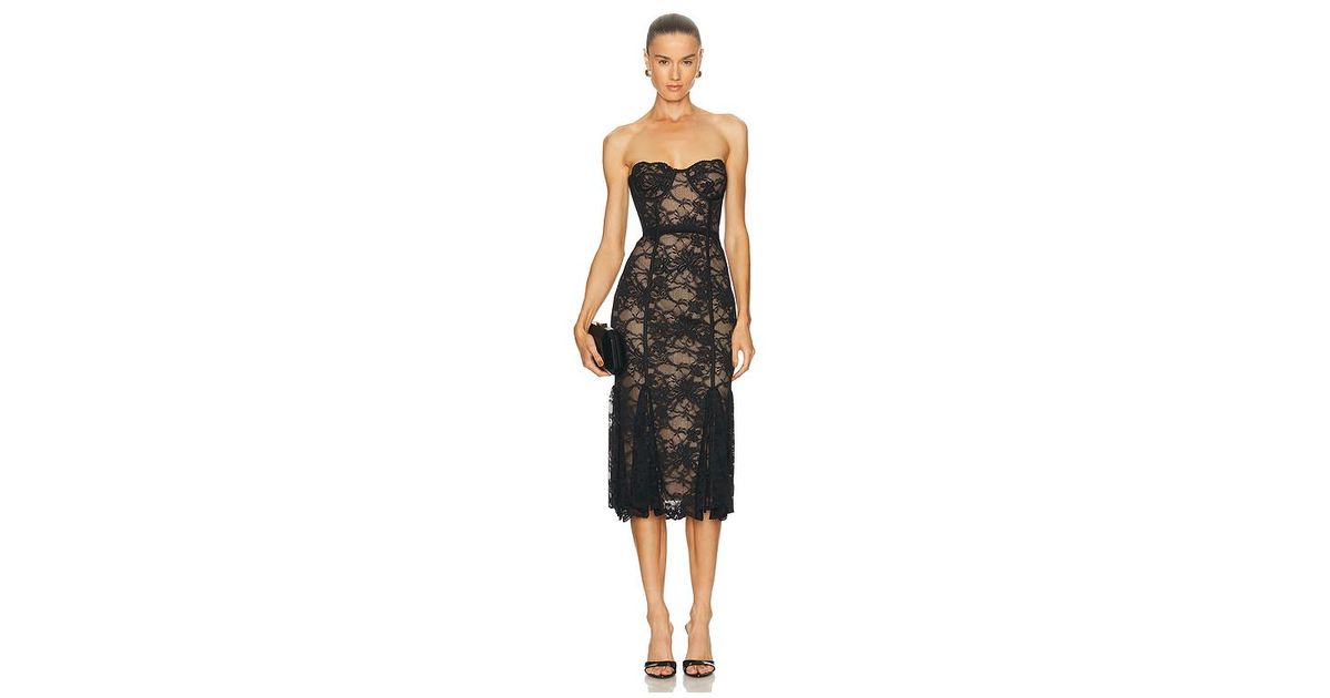 LOBA Lucienne Lace Midi Dress in Black | Lyst Australia