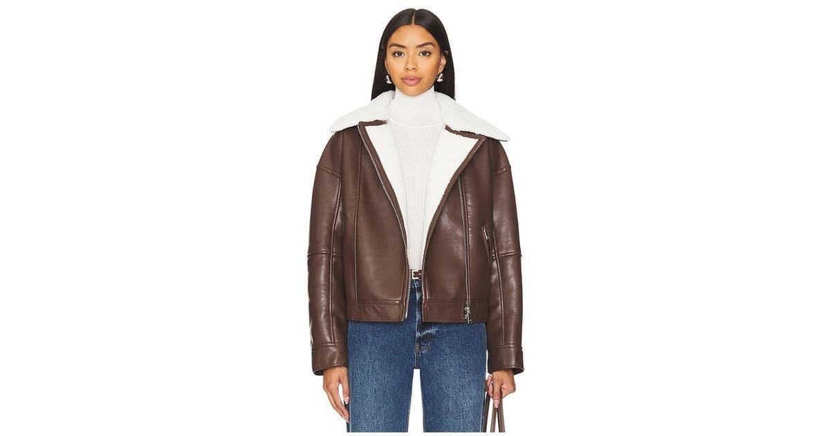 Jonathan Simkhai Nyx Faux Leather Sherpa Moto Jacket in Blue | Lyst