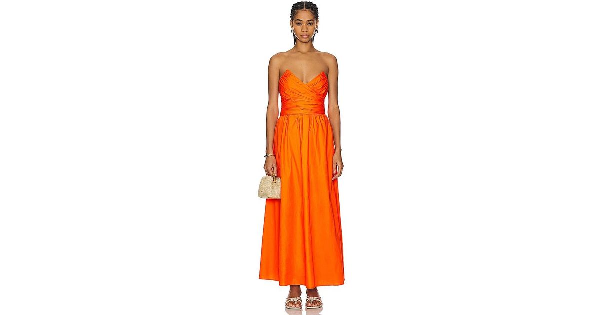 Line & Dot Sunburst Midi Dress in Orange | Lyst