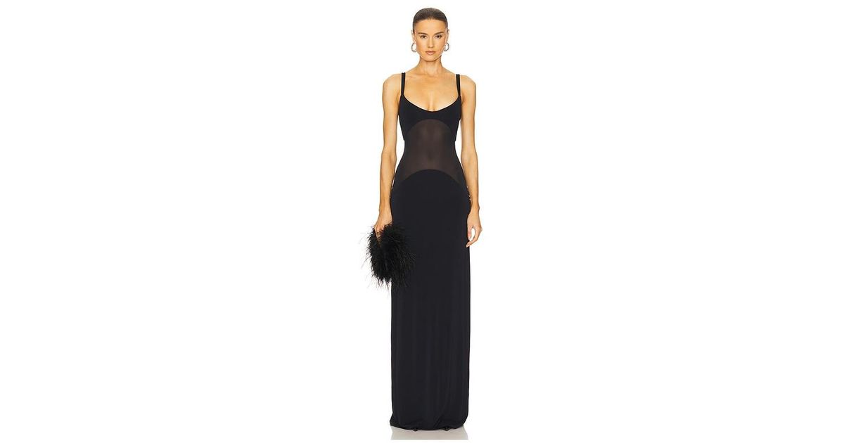Helsa Sheer Knit Curve Maxi Dress in Black | Lyst