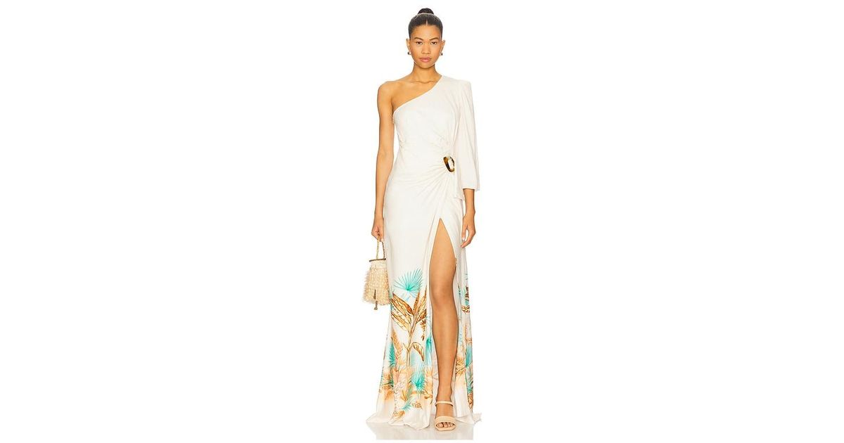 PATBO Bananeira Tropical One Shoulder Maxi Dress in Natural | Lyst
