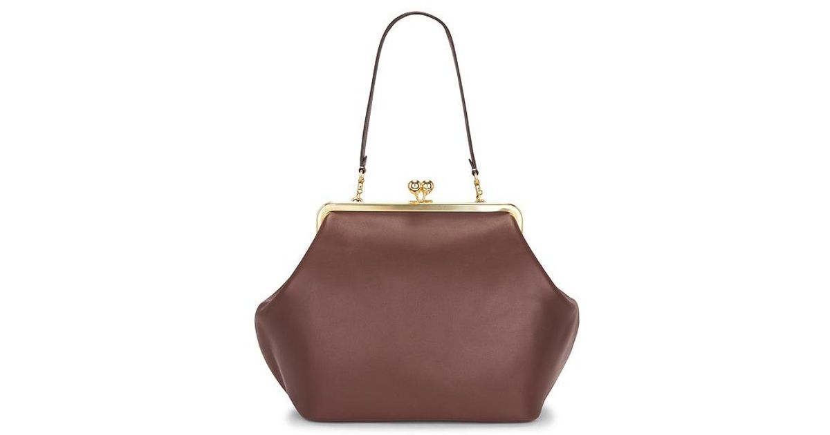 COACH Kisslock Frame Bag in Brown | Lyst