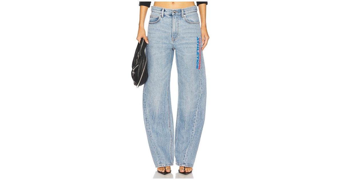 Alexander Wang Mesh Back Balloon With Logo Jeans in Blue | Lyst