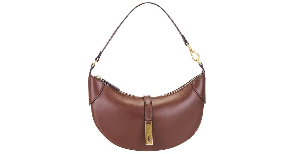 Polo Ralph Lauren Sport Calf Small Shoulder Bag in Brown | Lyst