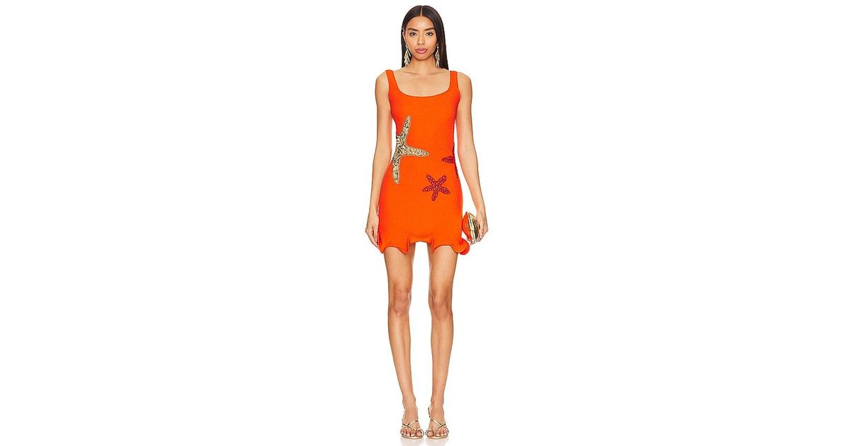 Leslie Amon Starfish Mini Dress in Orange | Lyst