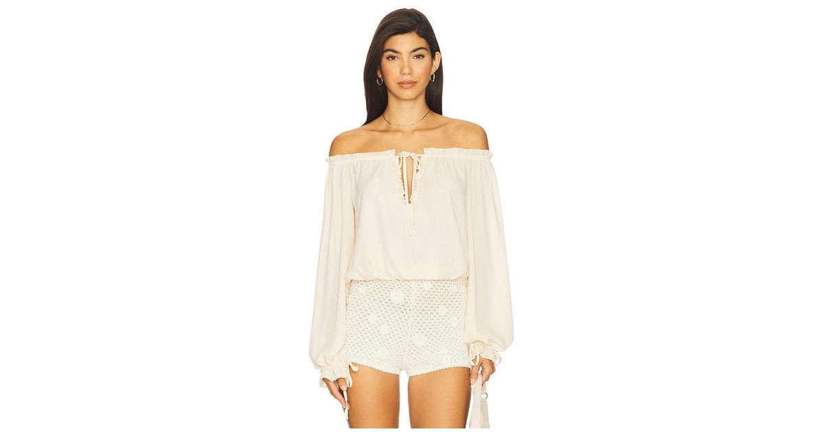 MORE TO COME Davina Off Shoulder Top in White | Lyst