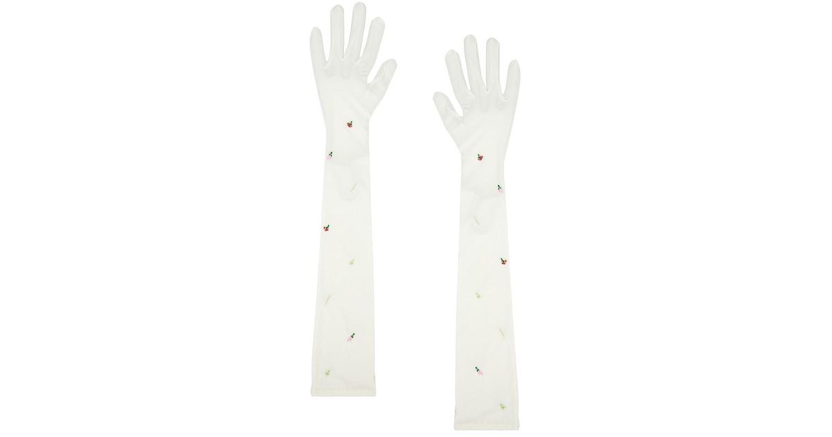 Anna October Lara Long Gloves in White | Lyst