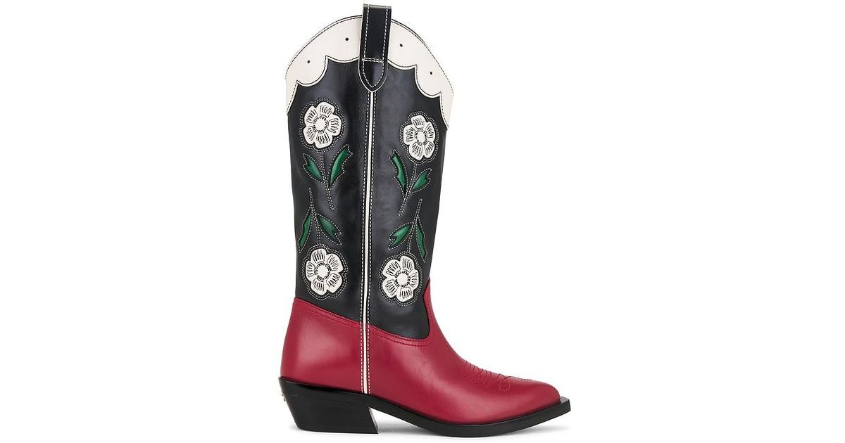 COACH Aria Tall Cowboy Boot in Red | Lyst