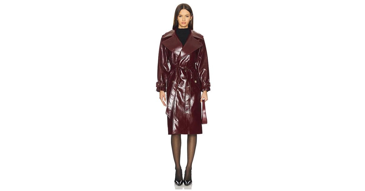 Alice + Olivia Nevada Vegan Leather Trench Coat in Red | Lyst UK