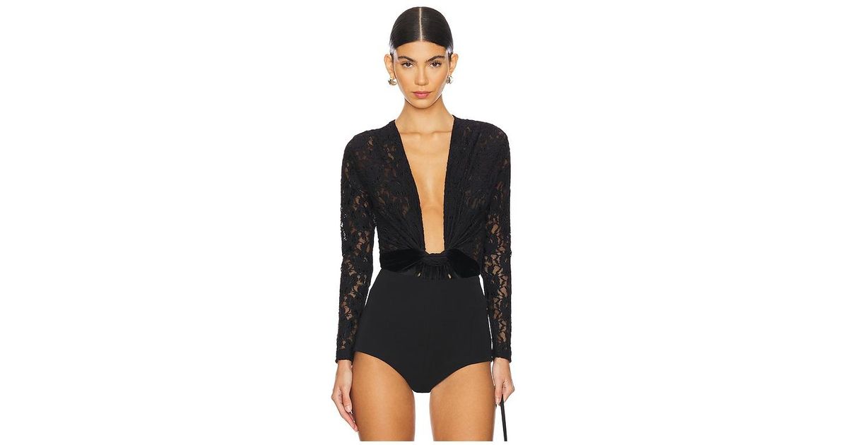 Leslie Amon Amanda Bodysuit in Black | Lyst