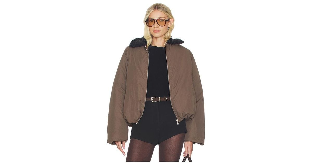 WeWoreWhat Faux Fur Collar Balloon Jacket in Brown | Lyst UK