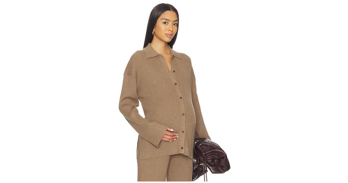 HATCH The Beatrice Ribbed Knit Button Down Polo in Natural | Lyst UK
