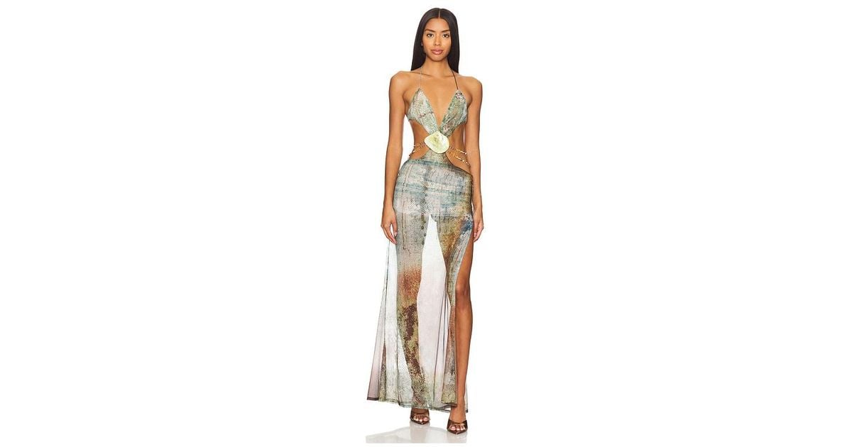 Jaded London Vida Backless Maxi Dress With Shell Trim in White | Lyst