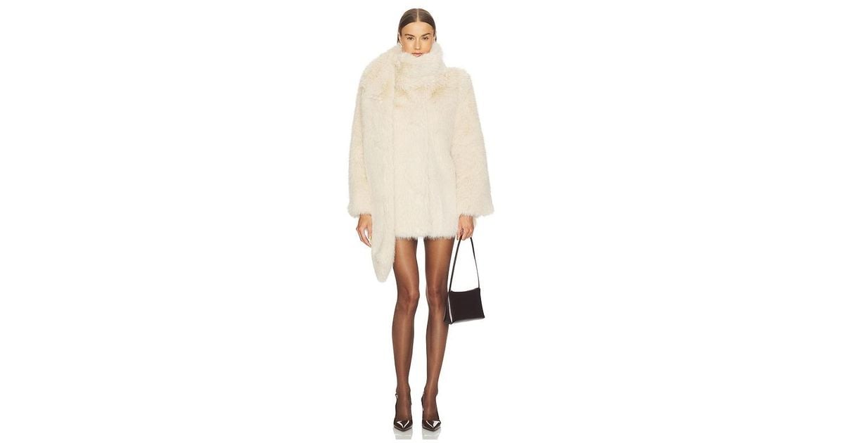 LOBA Brenda Faux Fur Coat in Natural | Lyst