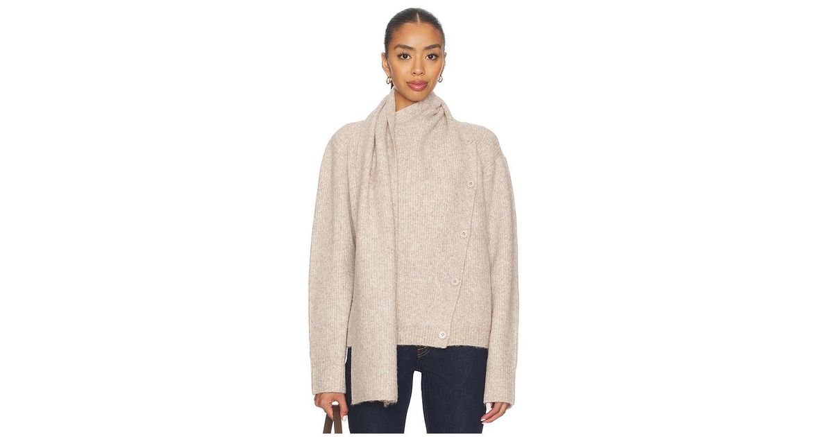 Lovers + Friends Oren Scarf Neck Cardigan in Natural | Lyst UK