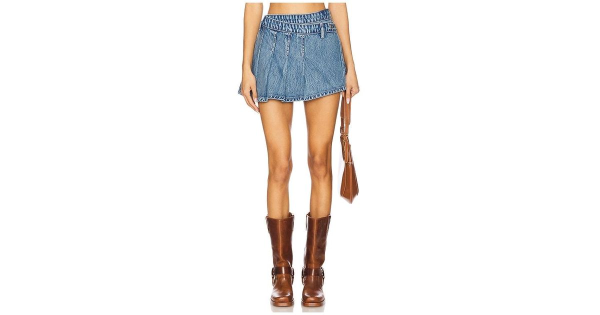 Free People X We The Free Stephie Denim Skort in Blue | Lyst