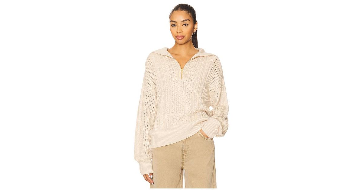 Varley Camello Relaxed Cable Half Zip Sweater in Natural | Lyst UK