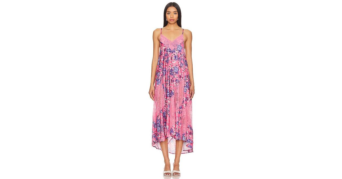 Free People X Intimately Fp First Date Printed Maxi Slip in Pink | Lyst