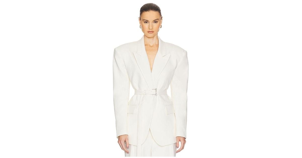 Helsa The Belted Blazer in White | Lyst