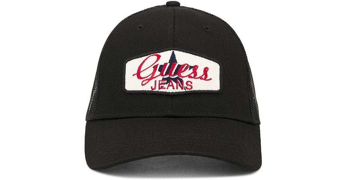 Guess Patched Trucker Hat in Black | Lyst
