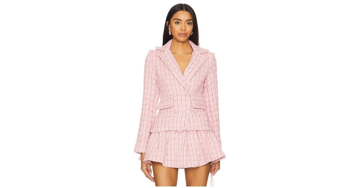 MORE TO COME Ashtyn Tweed Blazer in Pink | Lyst