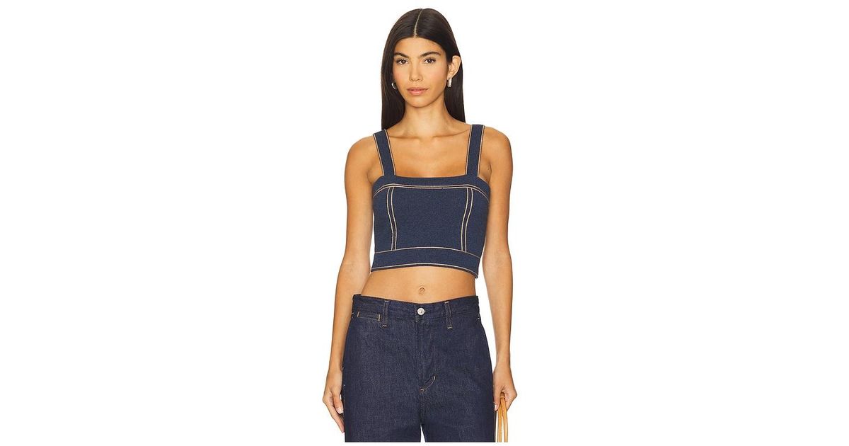 Autumn Cashmere Cropped Top Stitch Tank Top in Blue | Lyst