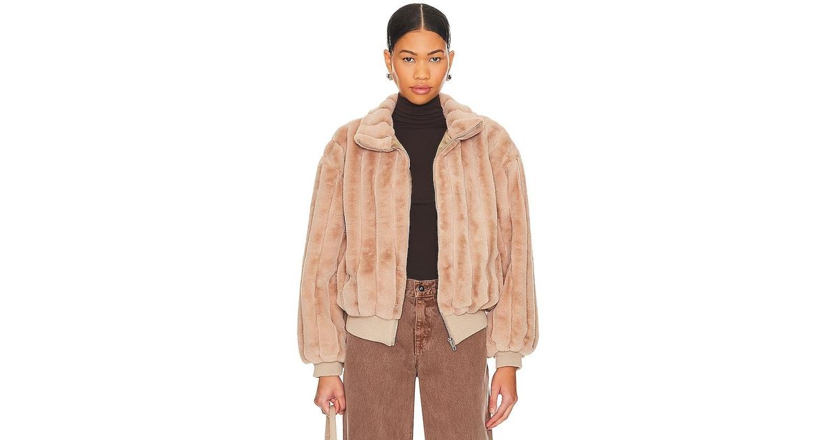 Line & Dot Lux Faux Fur Jacket in Brown | Lyst