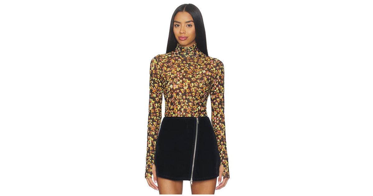 AFRM Zadie Flocked Mesh Top in Blue | Lyst UK