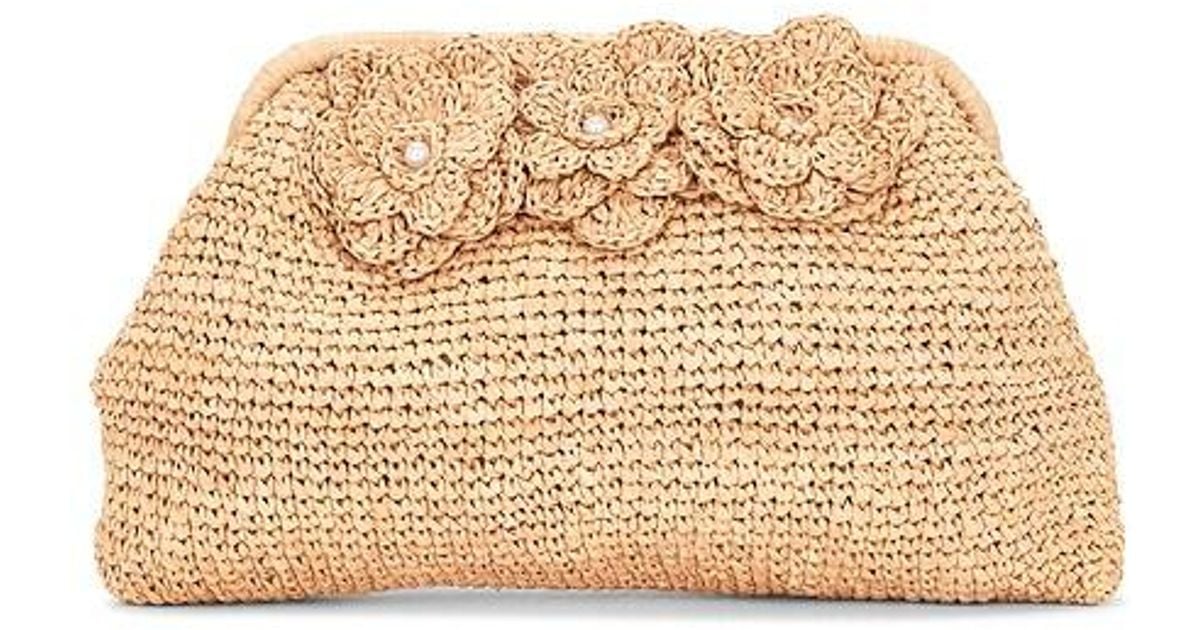 BTB Los Angeles Florian Flower Clutch in Natural | Lyst