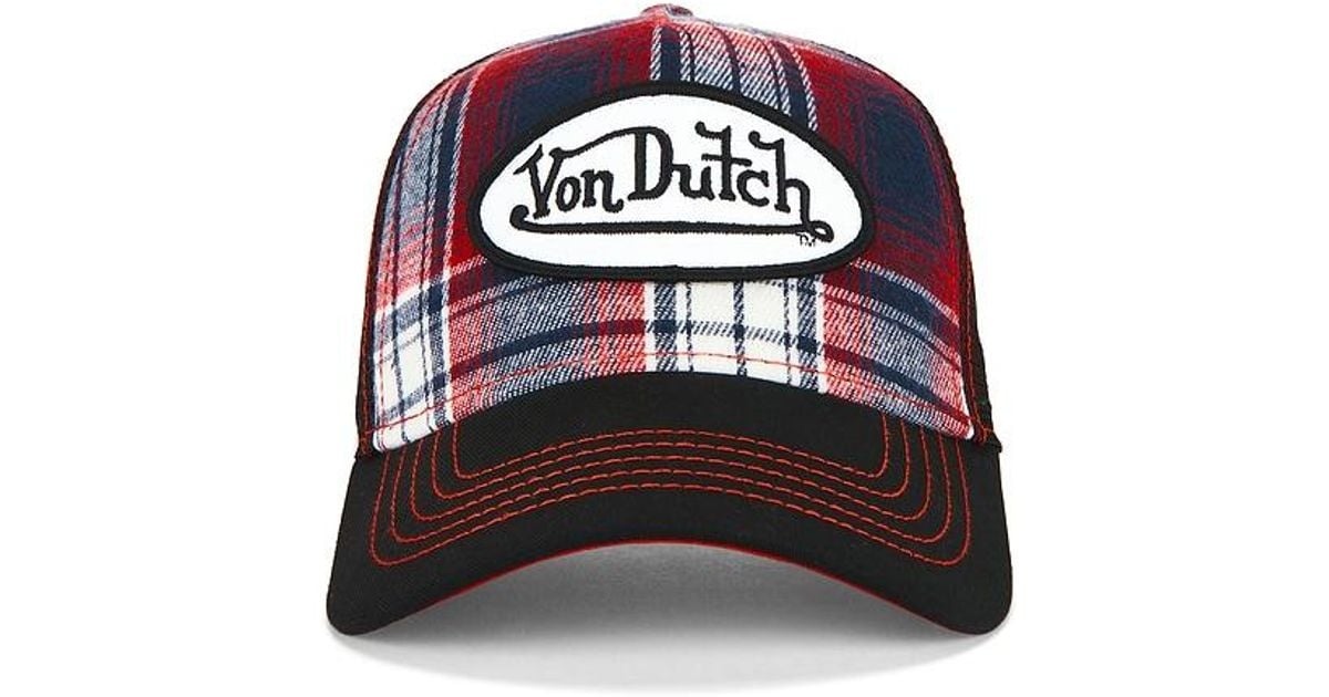 Von Dutch Plaid Trucker Hat in Red for Men | Lyst