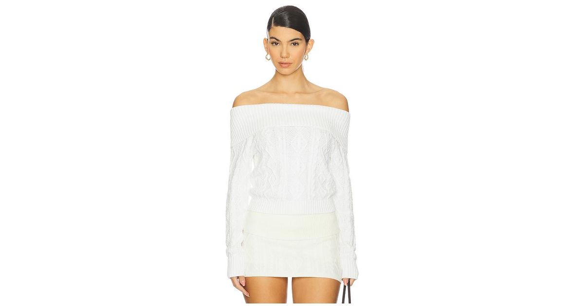 Frankie's Bikinis Saint Cable Knit Sweater in White | Lyst UK